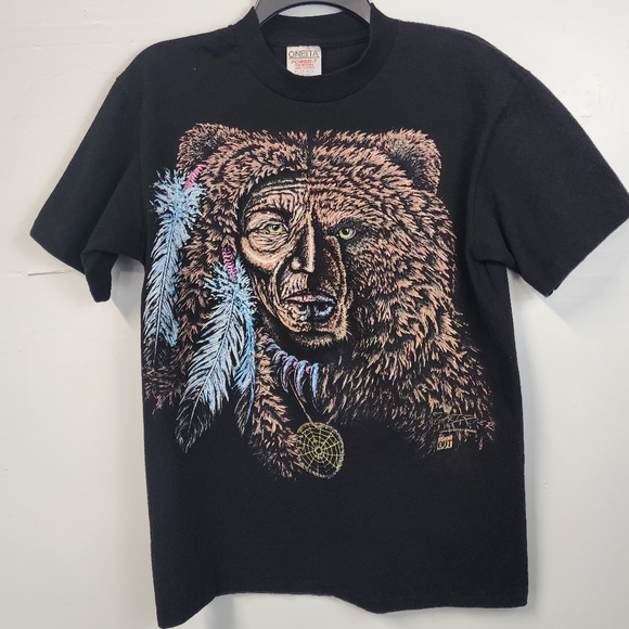 Oneita | Shirts | Vintage Stand Out Designs Gardner Medium Single Stitch Shirt Bear Man Design ...